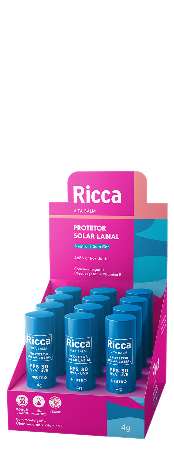 Protetor Solar Labial Neutro Ricca Fps30 Display