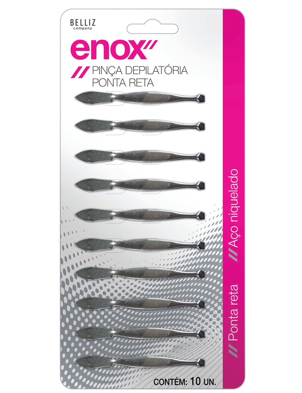 Pinça Reta Cartela Com 10 Enox
